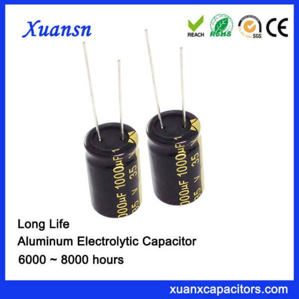 High Capacity Long Life 1000uf 35v 105c Electrolytic Capacitor