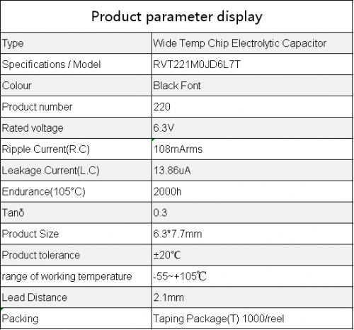 RVT 220UF 6.3V SMD electrolytic manufacturer | xuansn capacitor MFR
